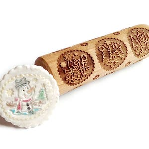 SNOWMAN CHRISTMAS, Christmas Ornament, Engraved Rolling Pin, Embossing ...