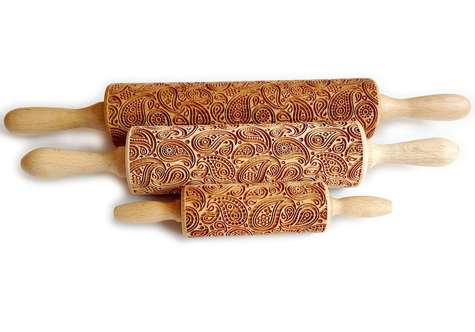 PAISLEY, East Indian Pattern, Wooden Rolling Pin, Laser Engraved ...