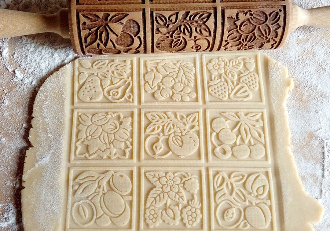 Fruits Springerle, Cookie Rolling Pin,engraved Rolling Pin by Laser ...