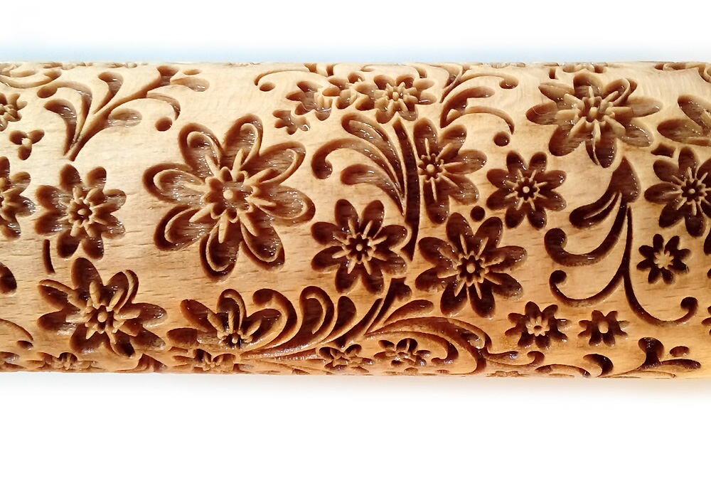 DELICATE FLORAL PATTERN Engraved Rolling Pin Embossing - Etsy