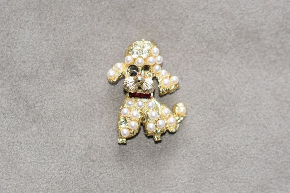Vintage 60s 70s Pearl Poodle Brooch Pin Poodle Skirt | Etsy