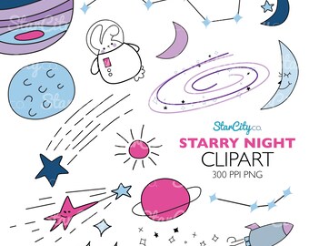 Space Clipart Space Graphics COMMERCIAL USE Cute Clipart | Etsy