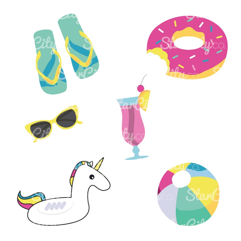 Pool Clipart Summer Clip Art Pool Graphics Sunglasses - Etsy