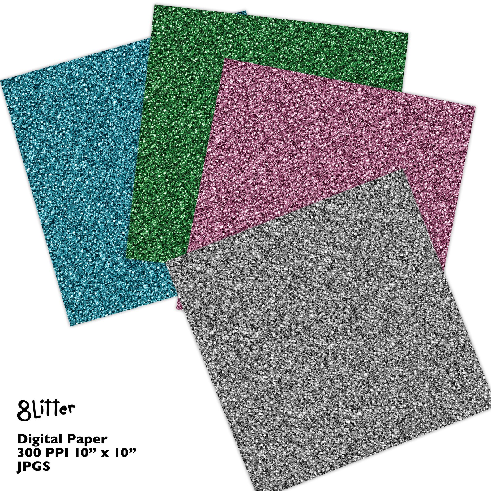 Glitter Digital Paper Pack, Digital Pattern, Glitter Paper, Sparkle ...