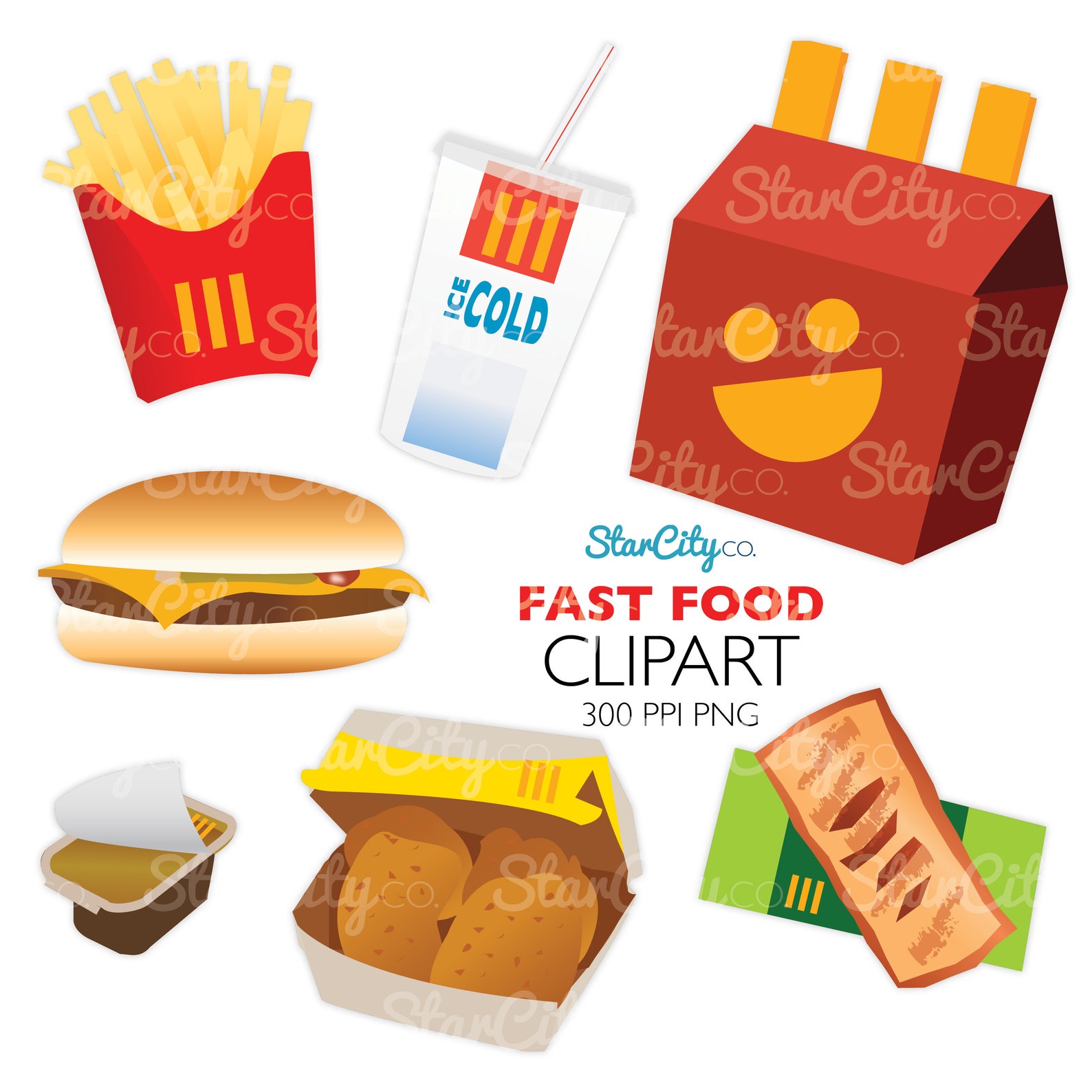 Fast Food Clipart, French Fry Clip Art, Burger Graphics, Food Clipart ...