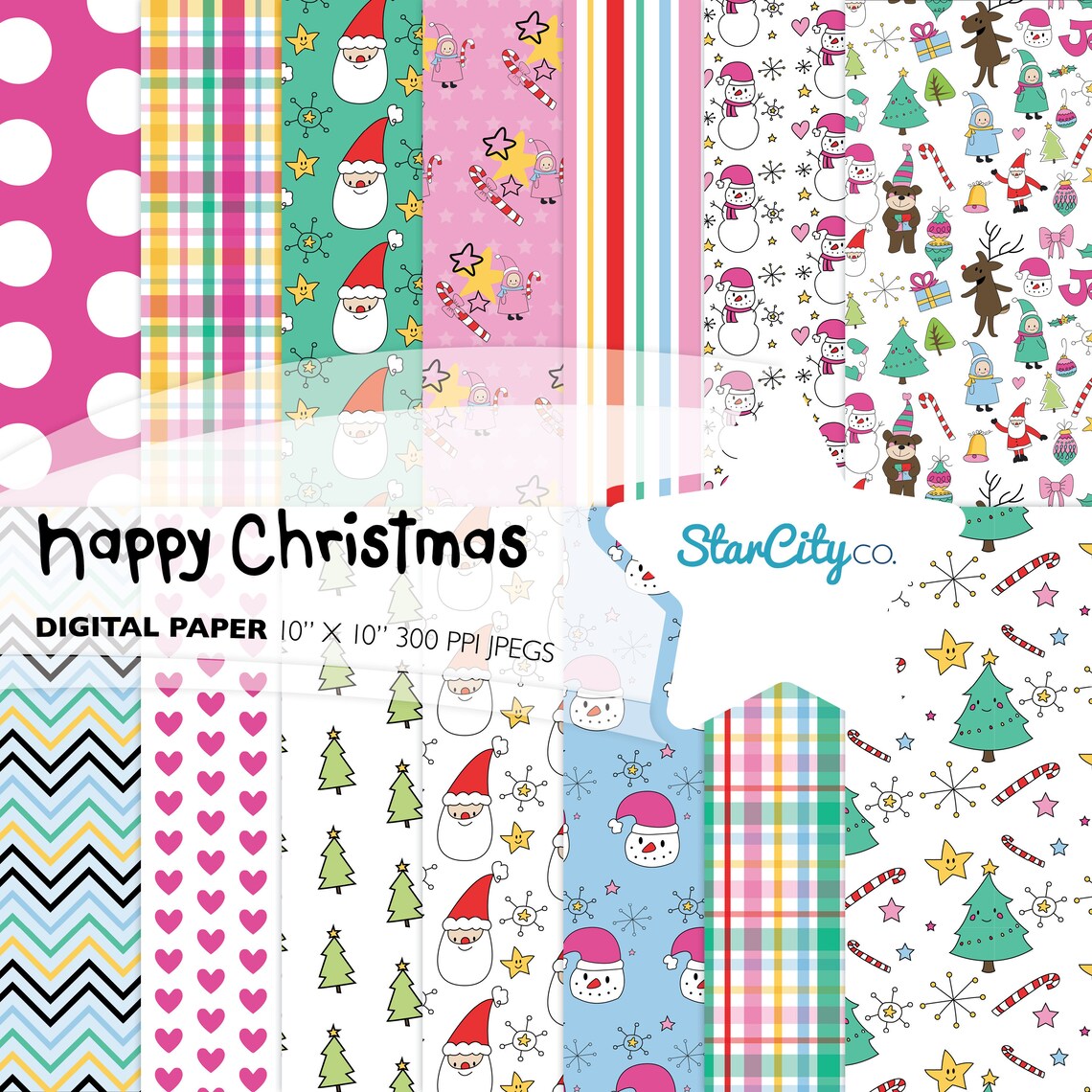 Christmas Digital Paper Pack Merry Christmas Holiday Digital - Etsy
