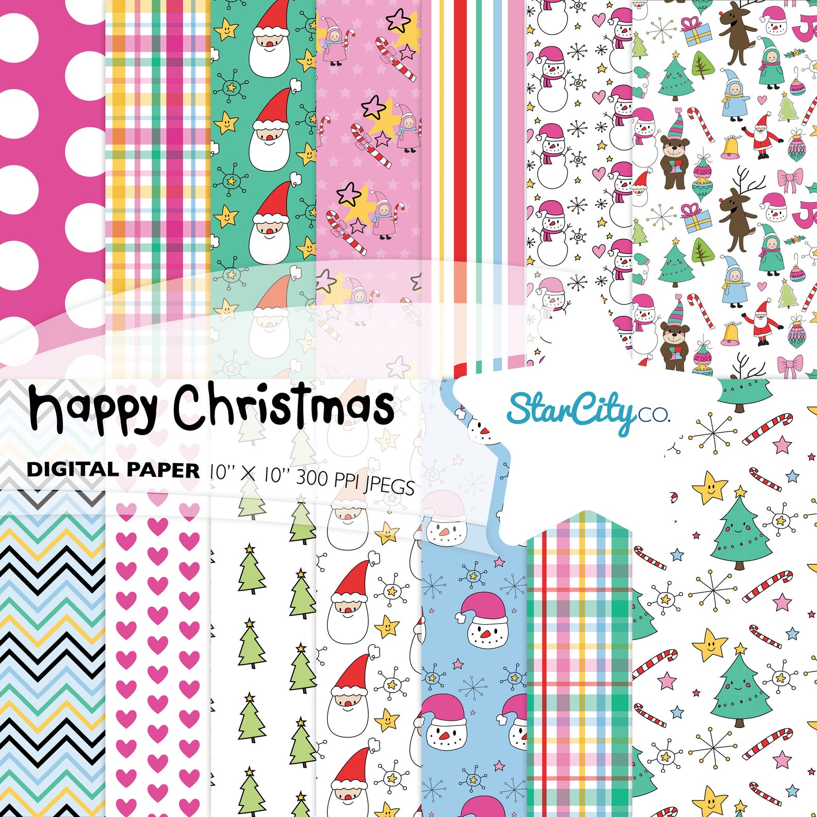 Christmas Digital Paper Pack Merry Christmas Holiday Digital - Etsy