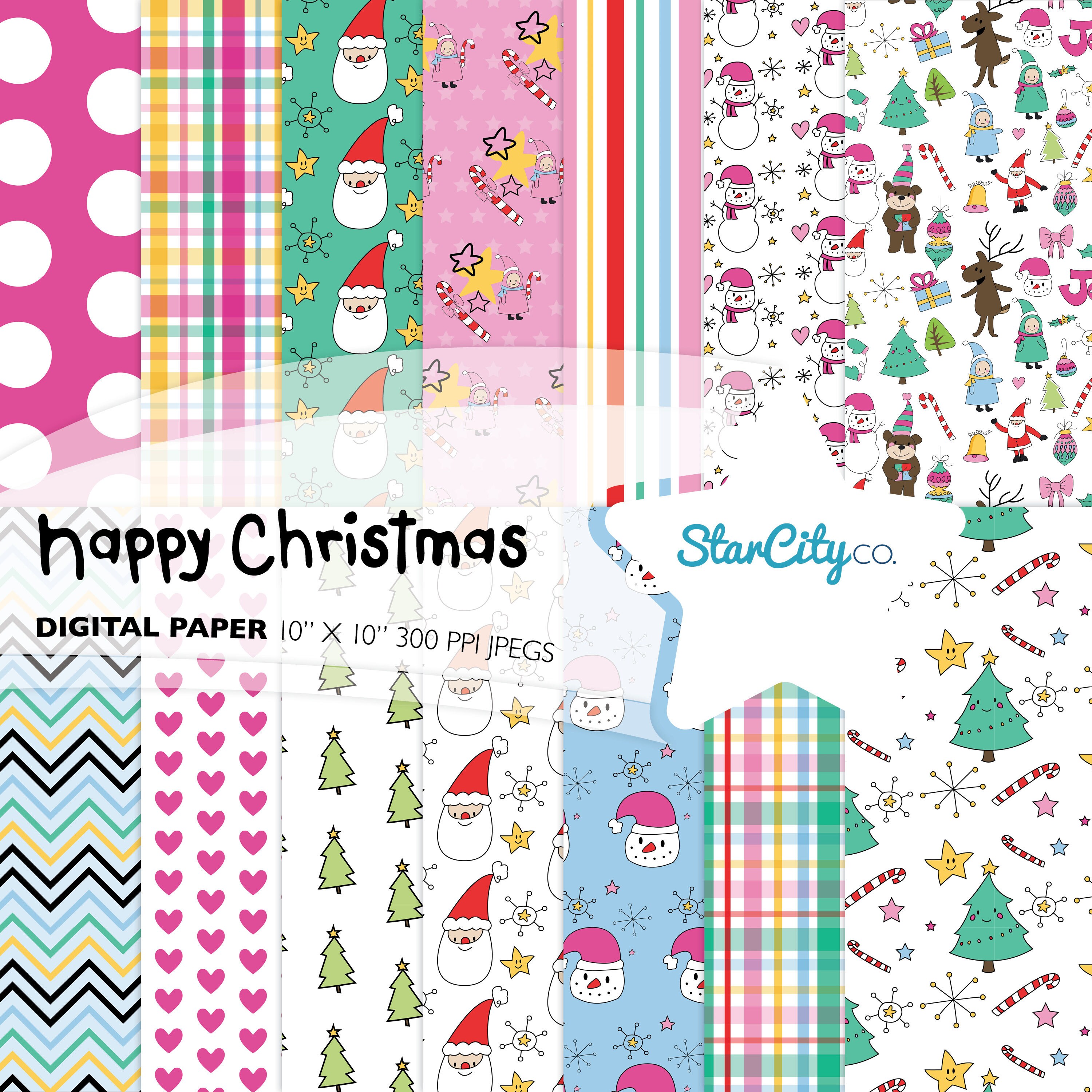 Christmas Digital Paper Pack, Merry Christmas, Holiday Digital Paper ...