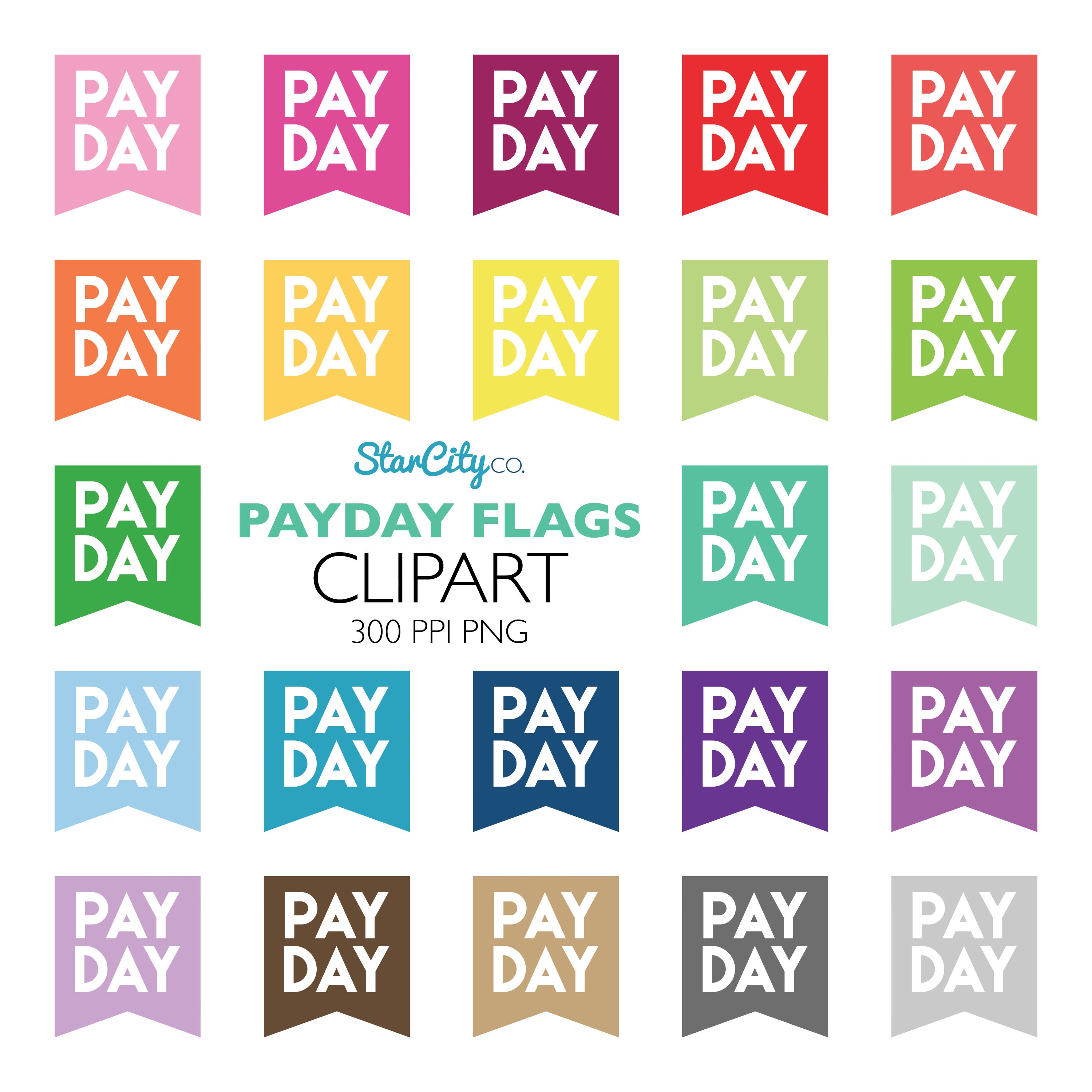 Payday Flag Clipart, Pay Day Clip Art, Money Clipart, Planner Sticker ...