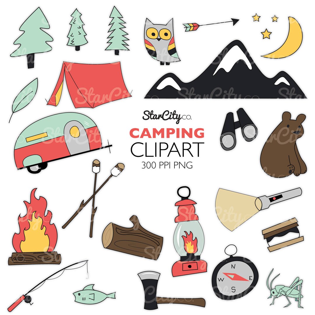 Camping Clipart, Camper Clipart, Hand Drawn Clipart, Fall Clip Art ...
