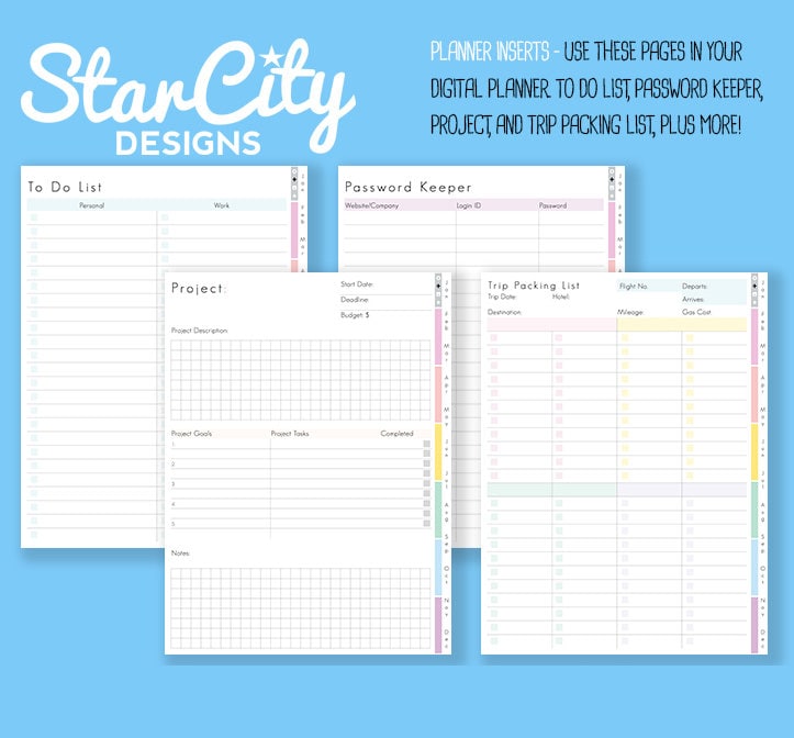 Undated Digital Planner for PDF Annoted Apps Digital Portrait - Etsy