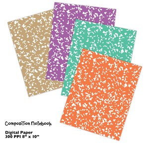 Composition Notebook Digital Paper, Notebook Paper, Digital Paper ...