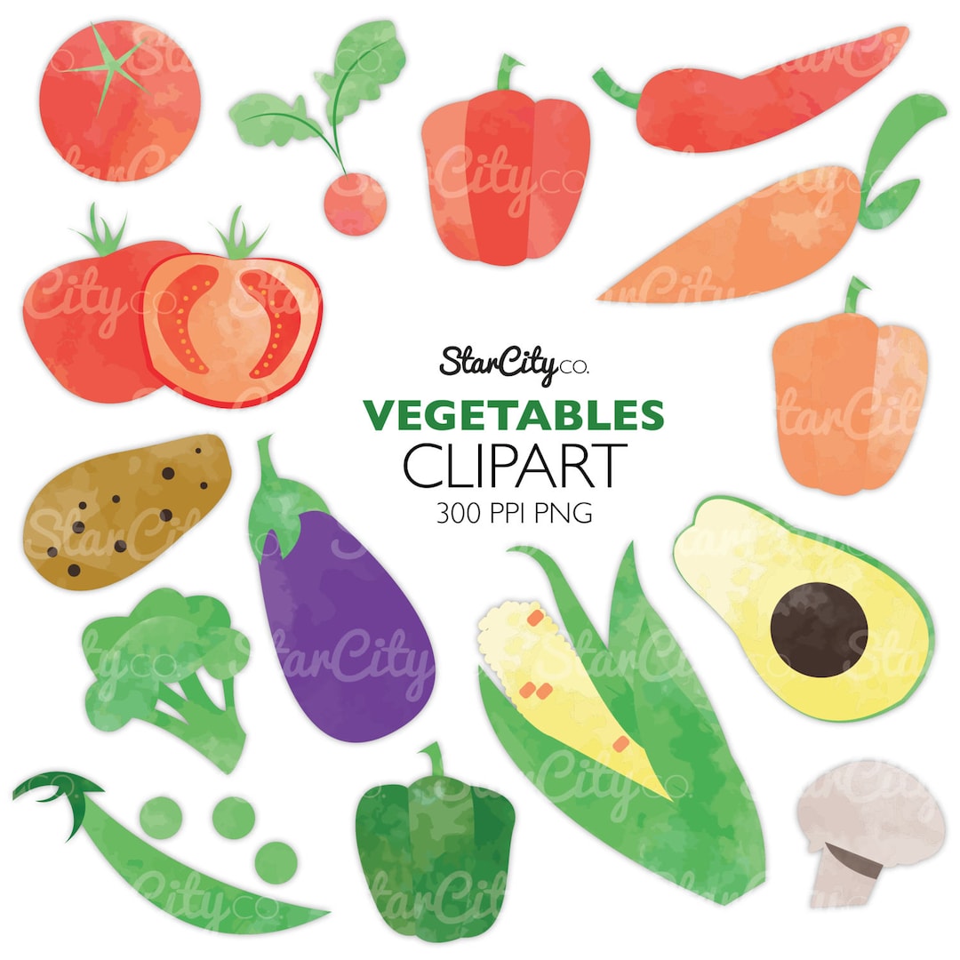 Vegetable Clipart, Veggie Clip Art, Vegetable Graphics, Watercolor ...