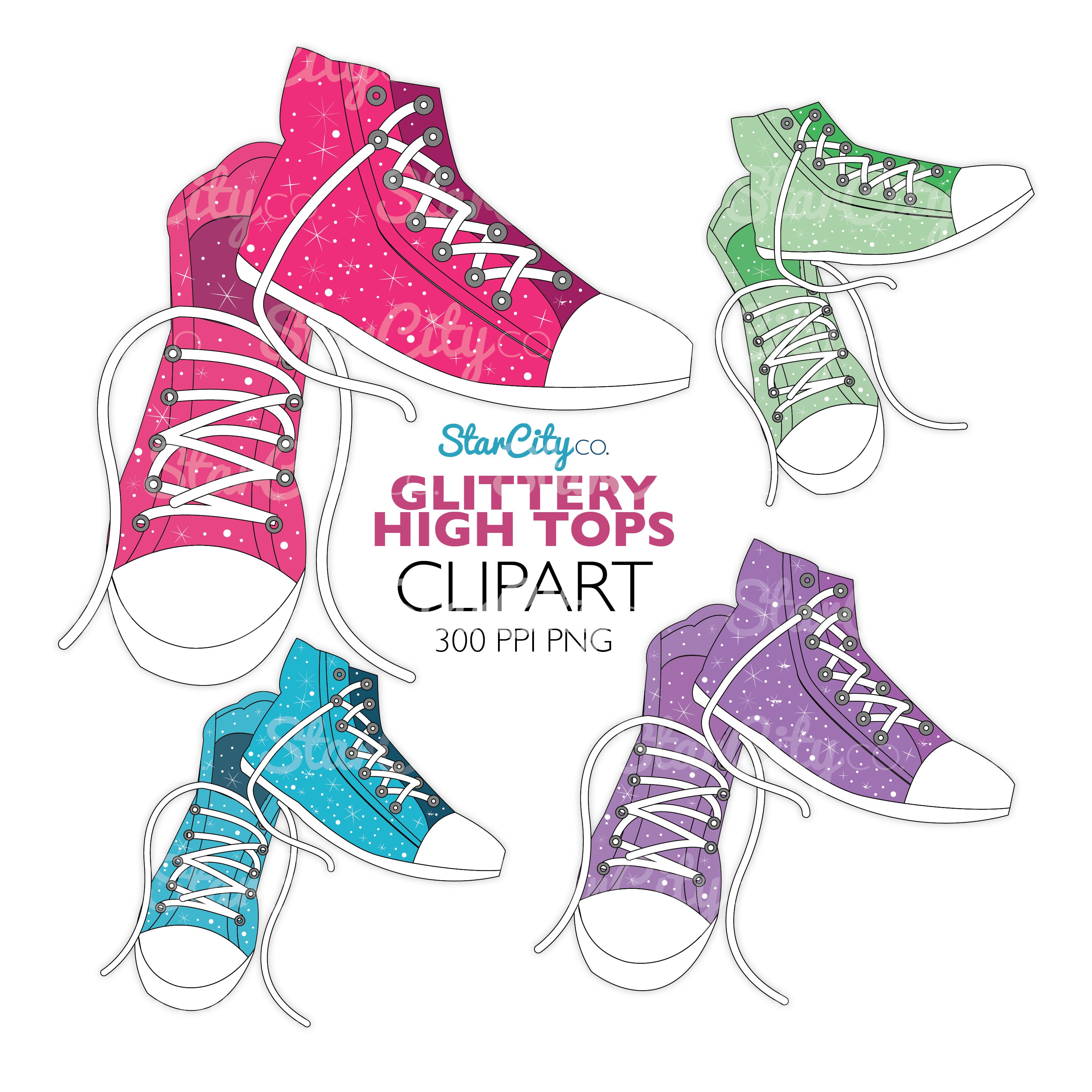 High Top Clipart, Shoe Clipart, Sneaker Clipart, High Top Graphics ...