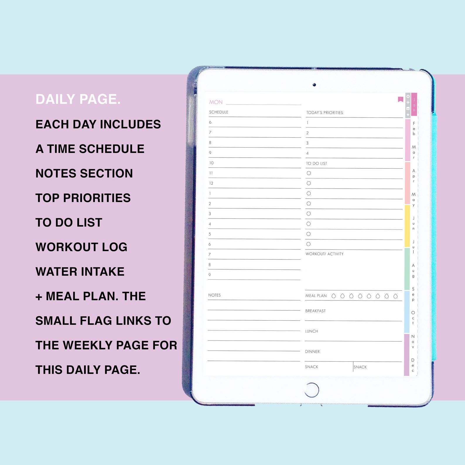Undated Digital Planner for PDF Annoted Apps Digital Portrait - Etsy