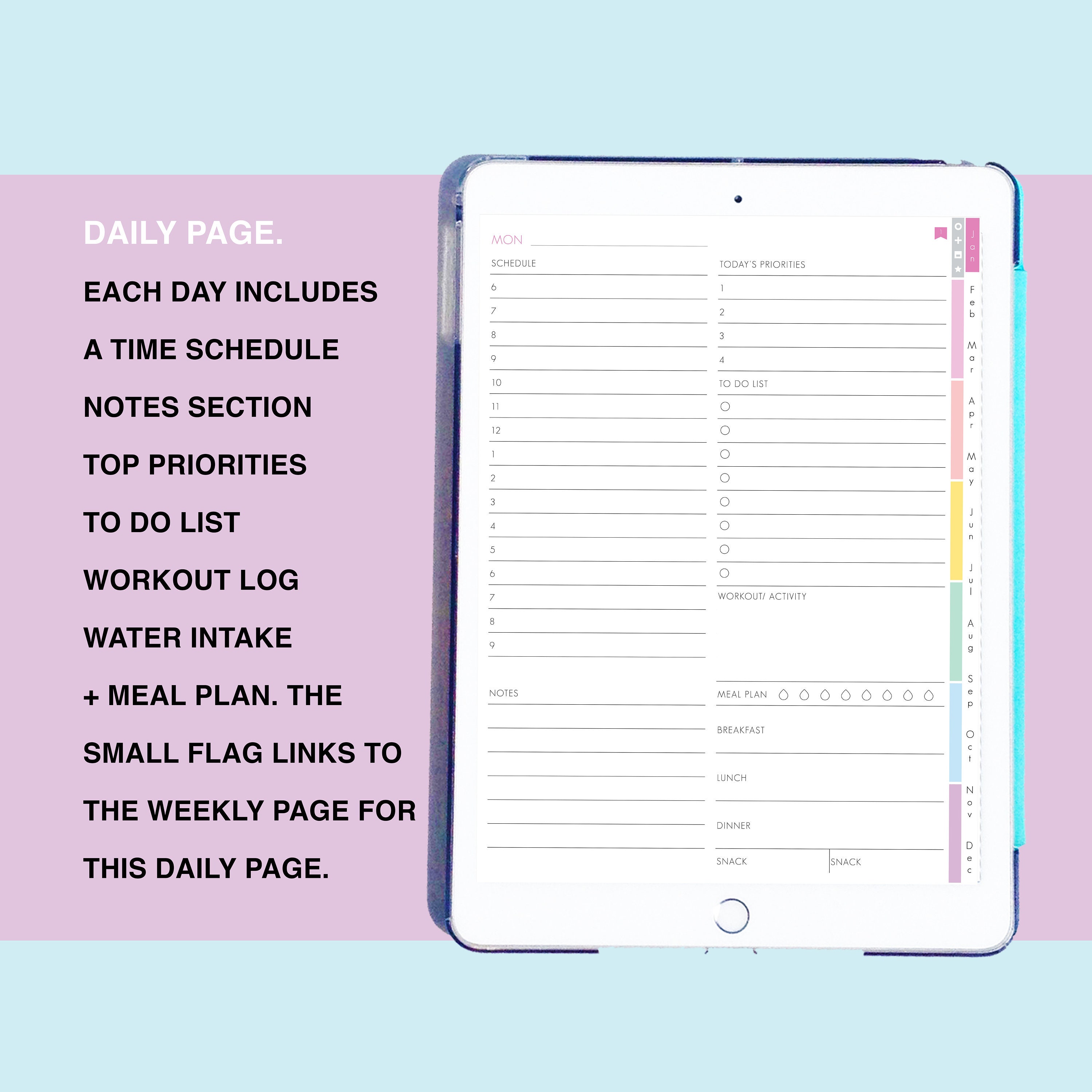 Undated Digital Planner for PDF Annoted Apps Digital Portrait - Etsy