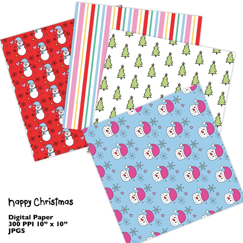 Christmas Digital Paper Pack Merry Christmas Holiday Digital - Etsy