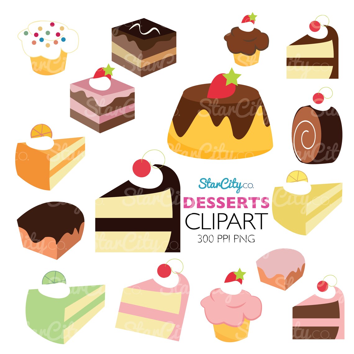 Dessert Clipart, Cake Clip Art, Sweets Graphics, Pie Clipart, Food ...