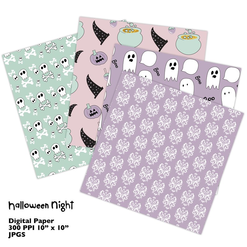 Halloween Digital Paper Pack, Halloween Paper, Digital Paper, Bat ...