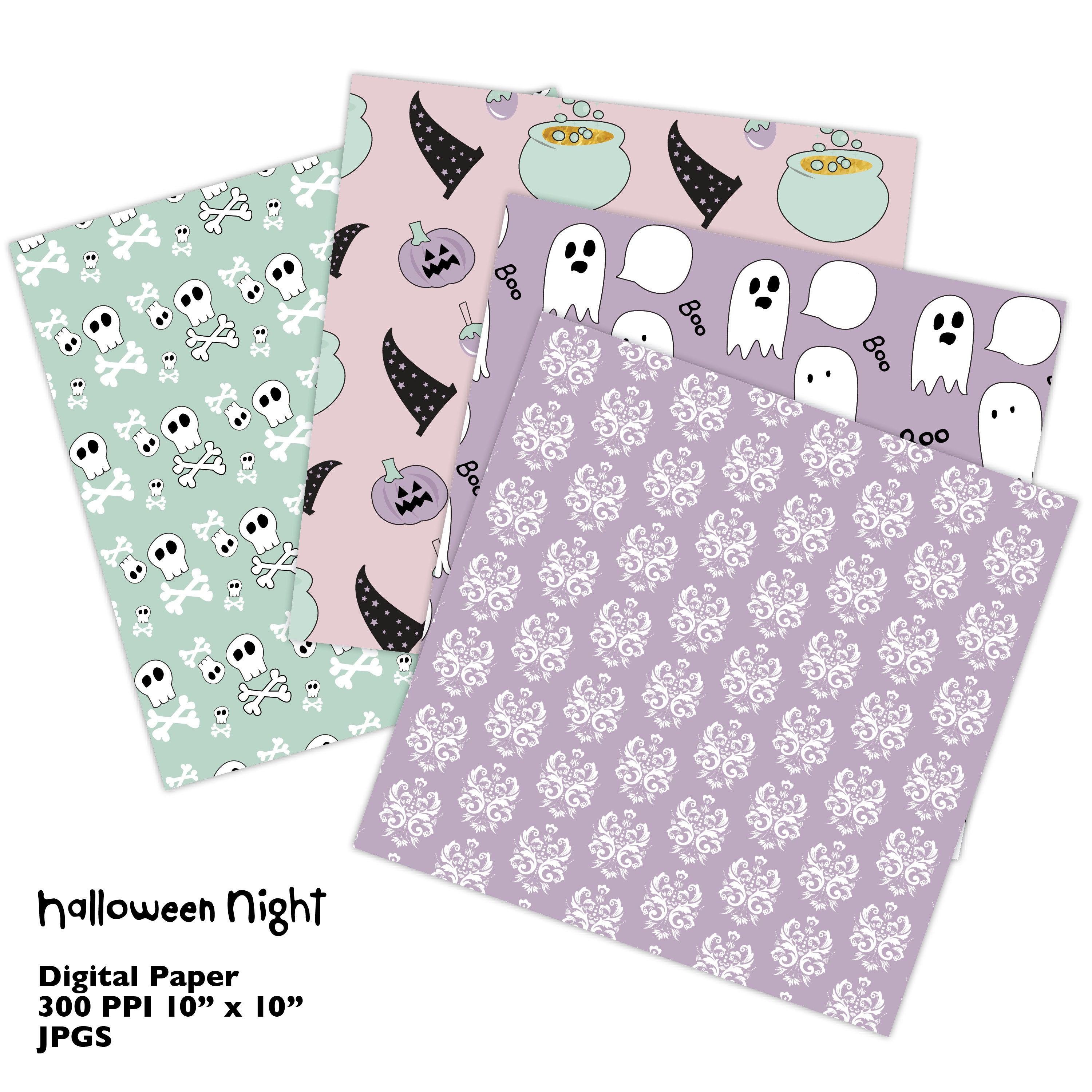 Halloween Digital Paper Pack, Halloween Paper, Digital Paper, Bat ...