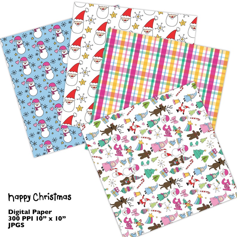 Christmas Digital Paper Pack, Merry Christmas, Holiday Digital Paper ...