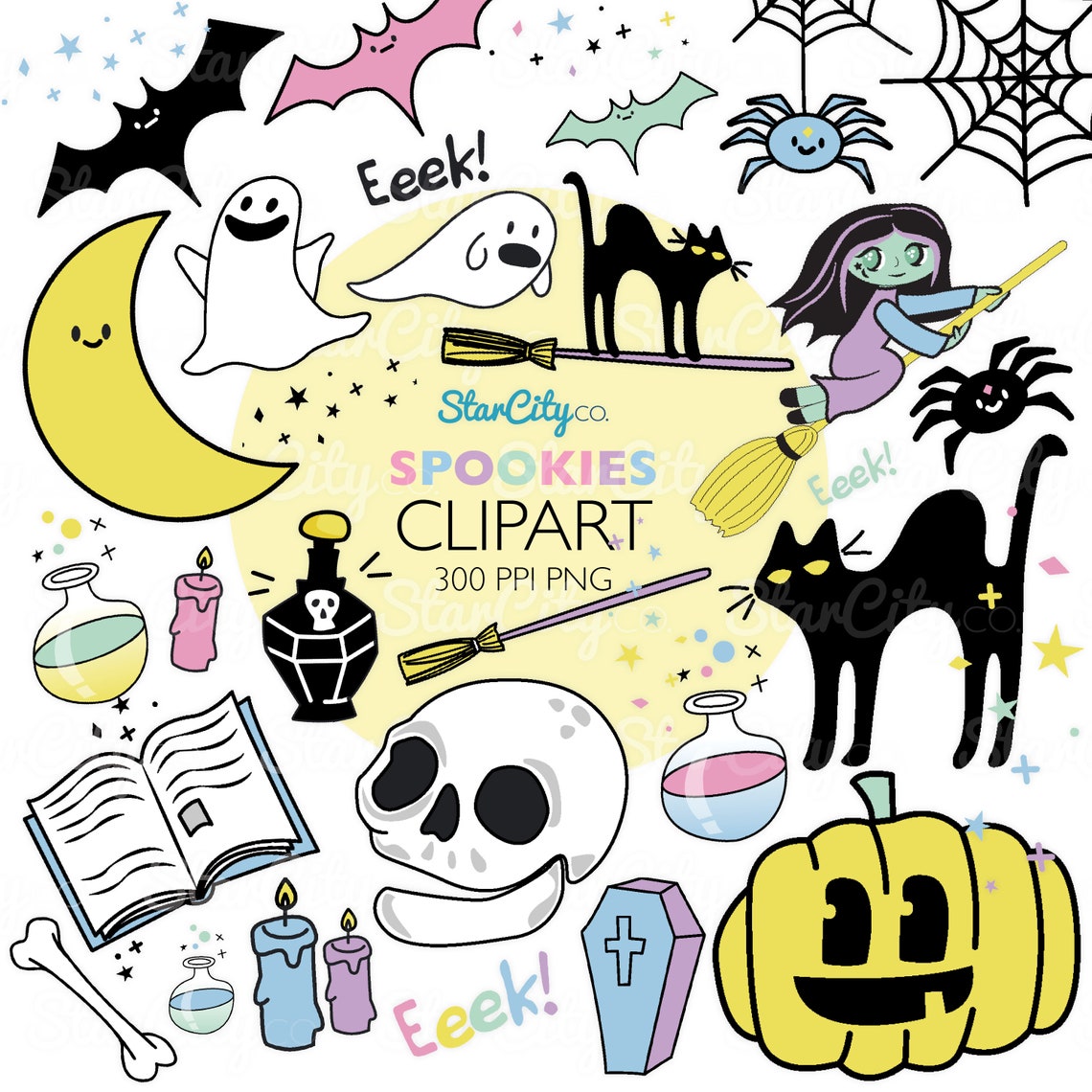 Spookies Halloween Clipart Cute Spooky Graphics Instant - Etsy