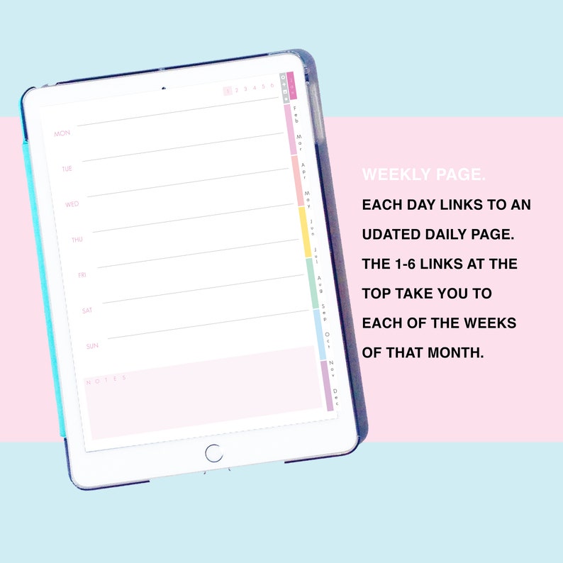 Undated Digital Planner for PDF Annoted Apps, Digital Portrait Undated ...