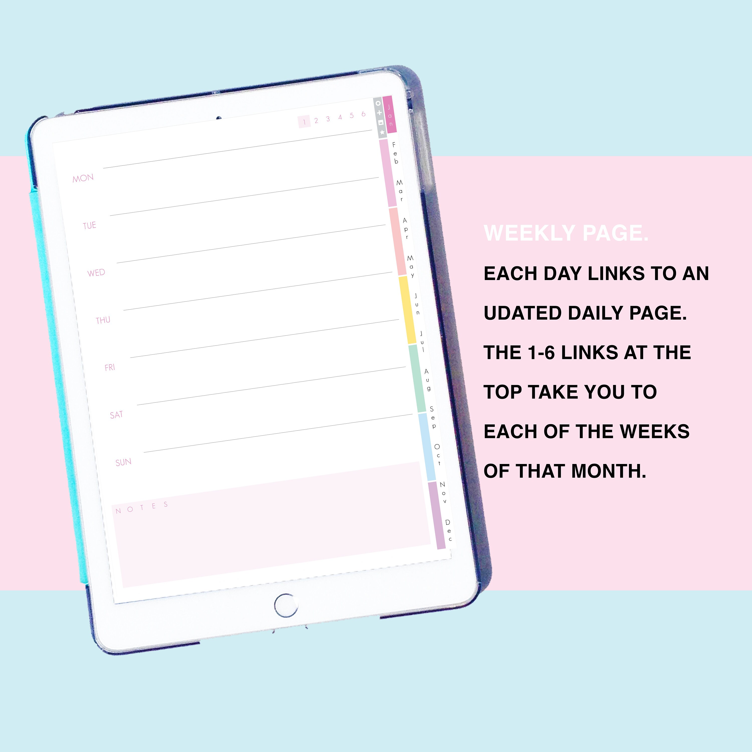 Undated Digital Planner for PDF Annoted Apps Digital Portrait - Etsy