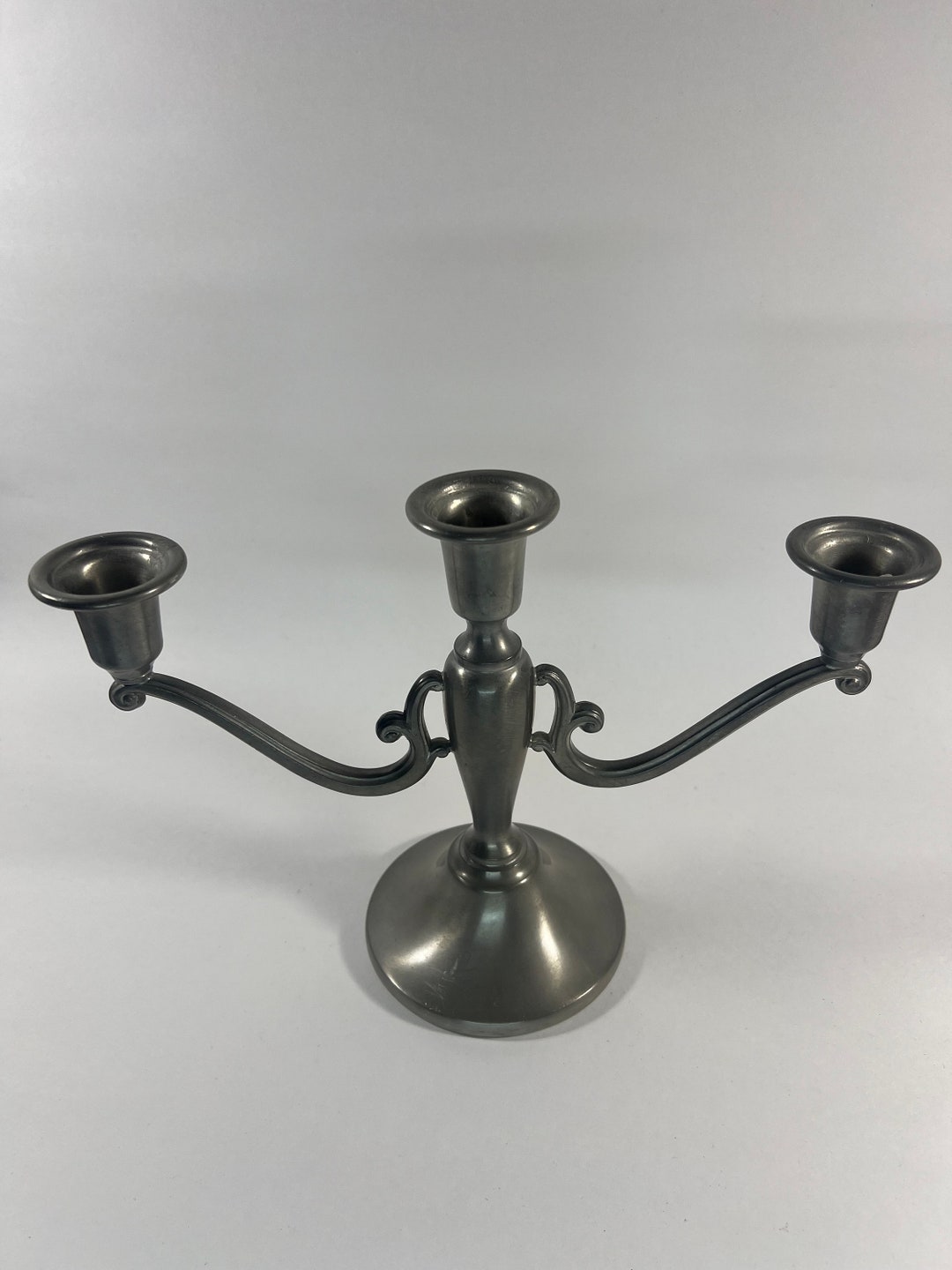 3 Arm Candlestick Holder Pewter | 3 Candle Stick Holder - Etsy