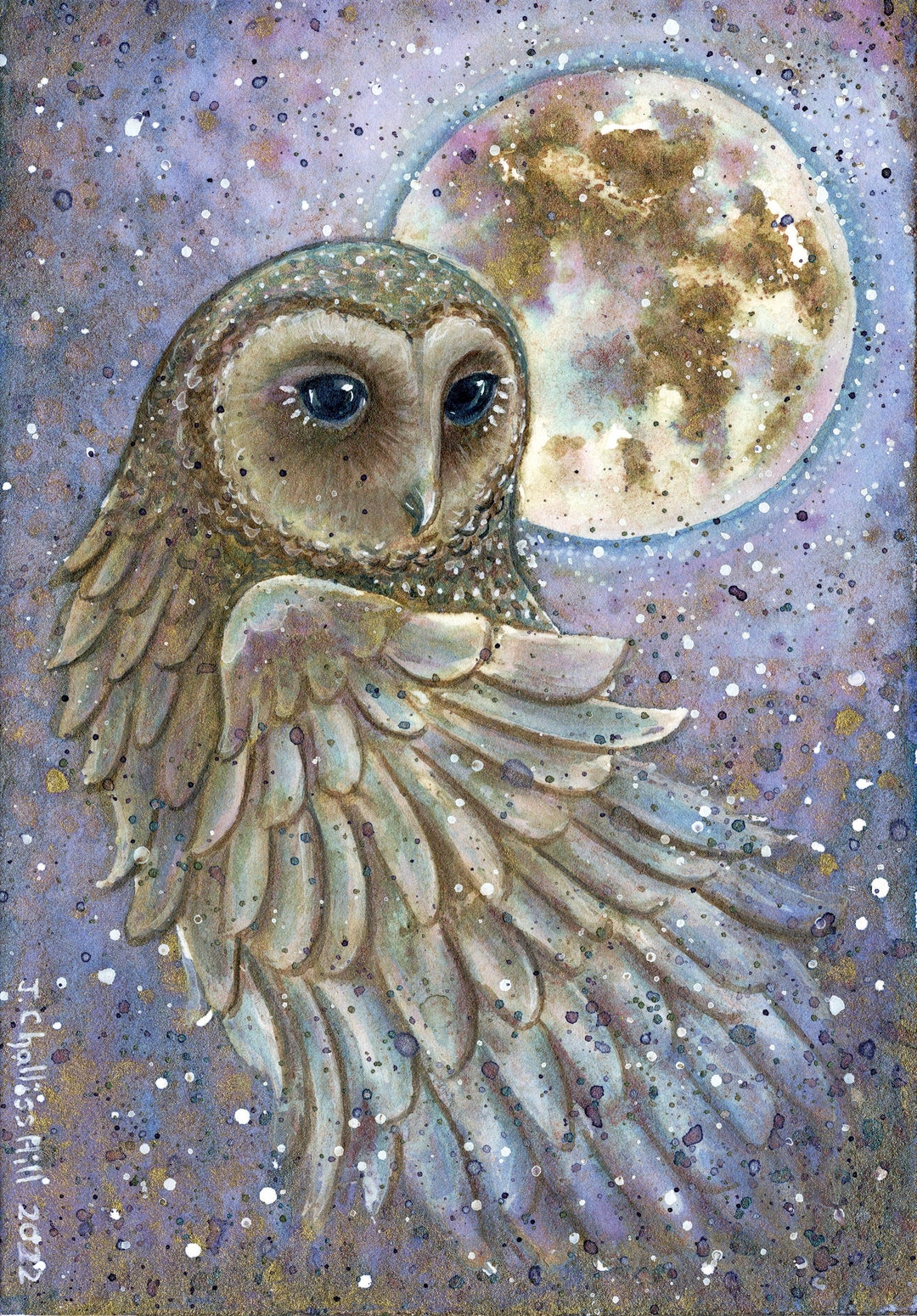 Nightwatcher ~ Barn Owl and Moon Painting - Etsy