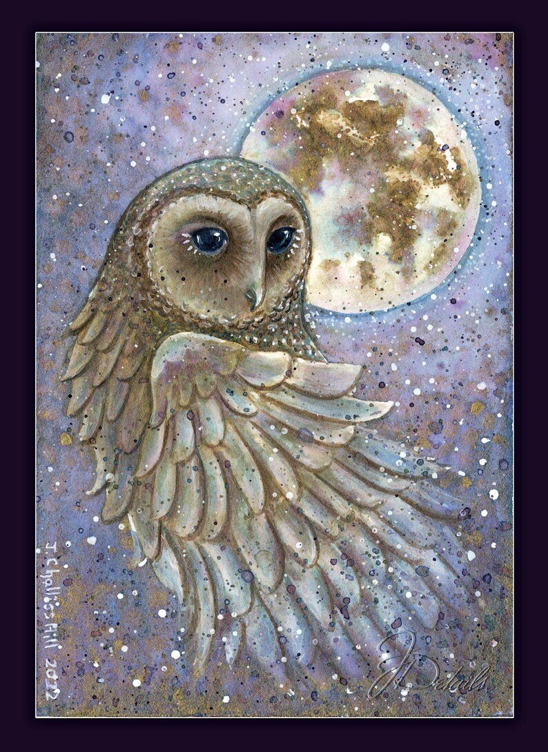 Nightwatcher ~ Barn Owl and Moon Painting - Etsy