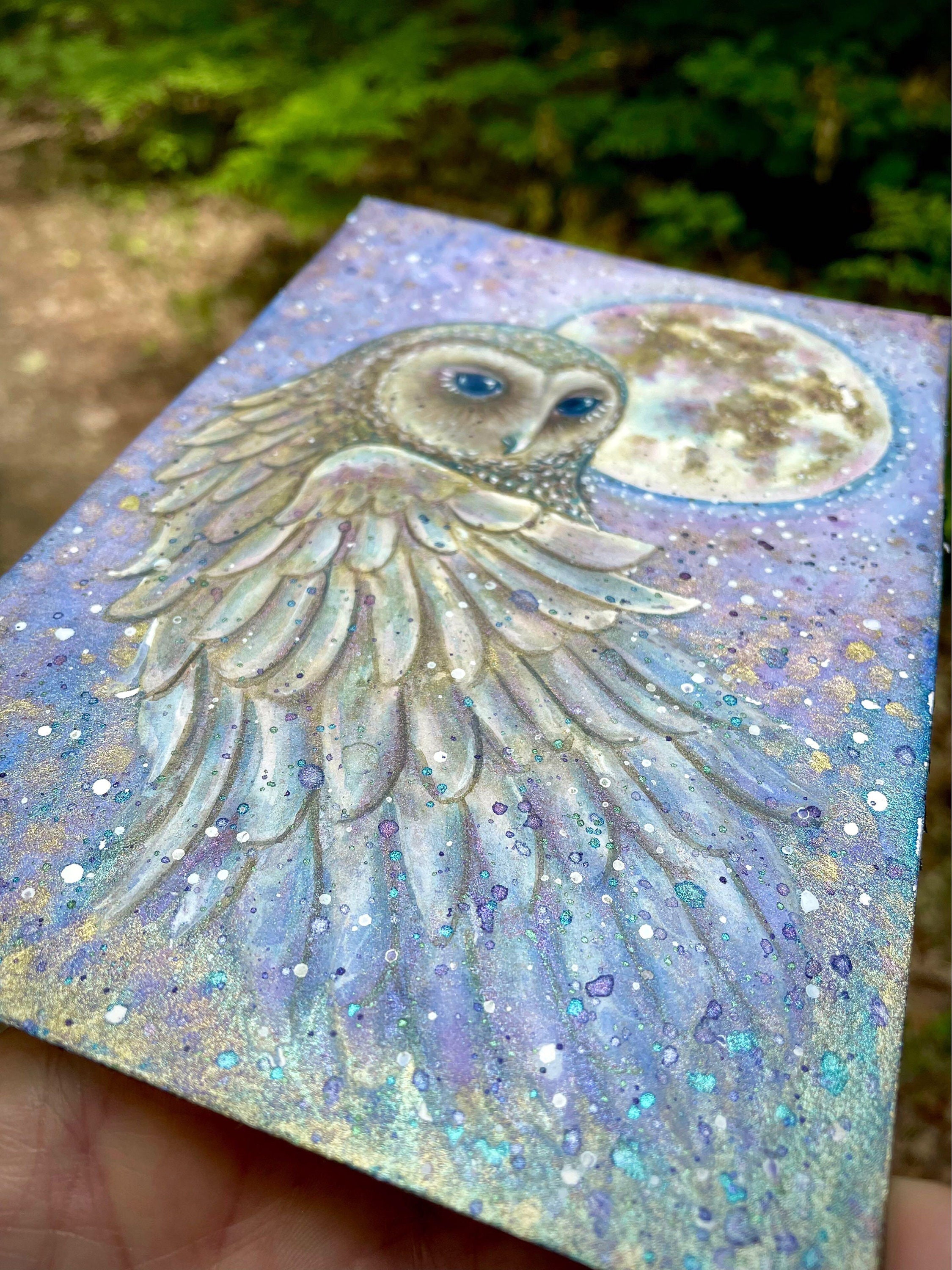 Nightwatcher Barn Owl and Moon Painting - Etsy