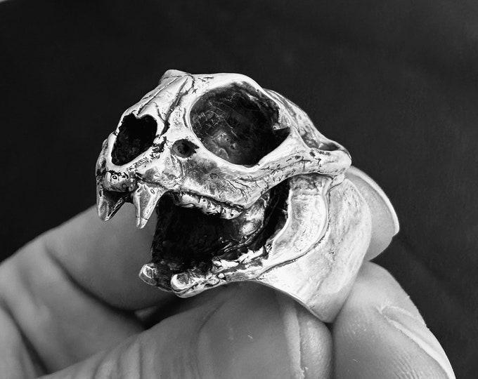 Bobcat Skull Ring - Lynx Rufus Big Cat Desert Animal Badass Biker ...