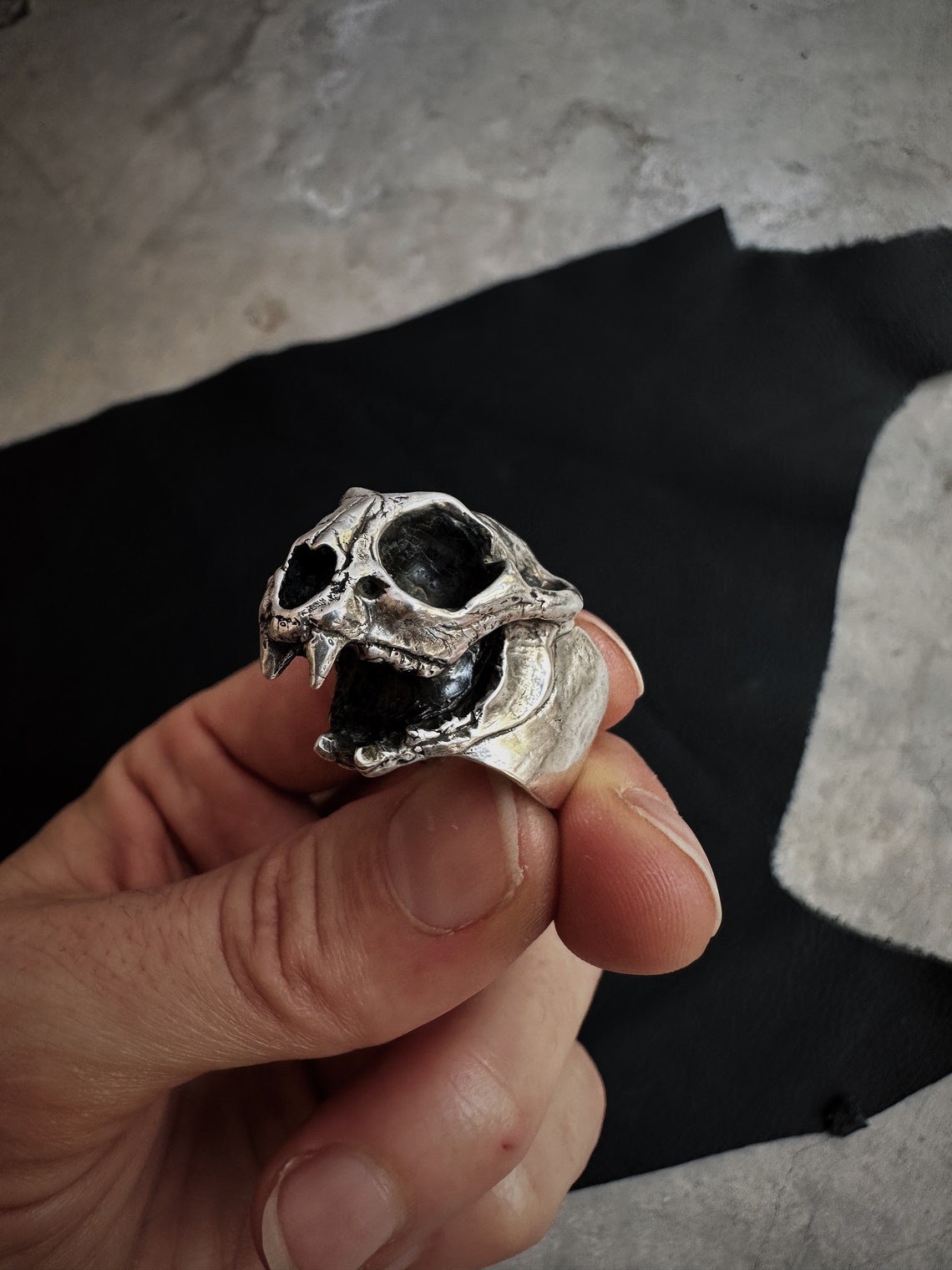 Sterling Silver Bobcat Skull Ring: Lynx Rufus Statement Goth Jewelry - Etsy