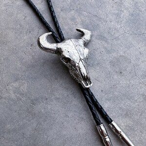 Bull Skull Bolo Tie: Classic Western Neckwear Handcrafted in Arizona - Etsy