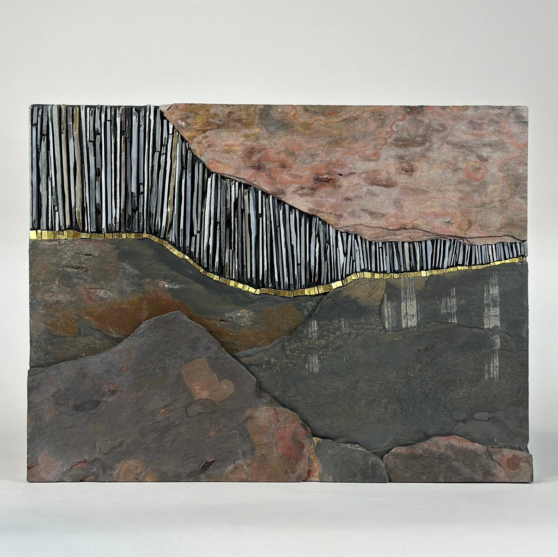 Golden Landscape - Earth Inspired Stone Mosaic Wall Sculpture - Etsy