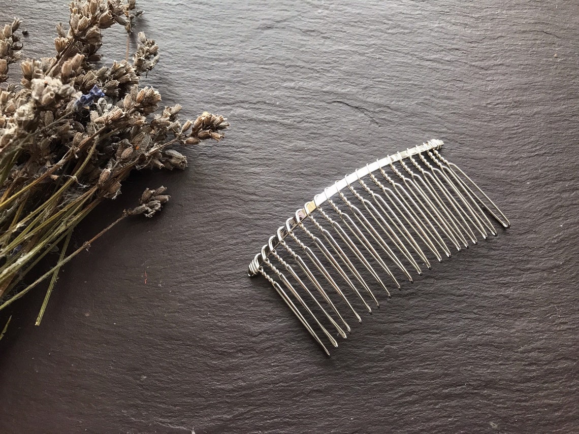 Large Silver Hair Combs 20 Teethes Wire Hair Combs for Wedding or Tiara ...