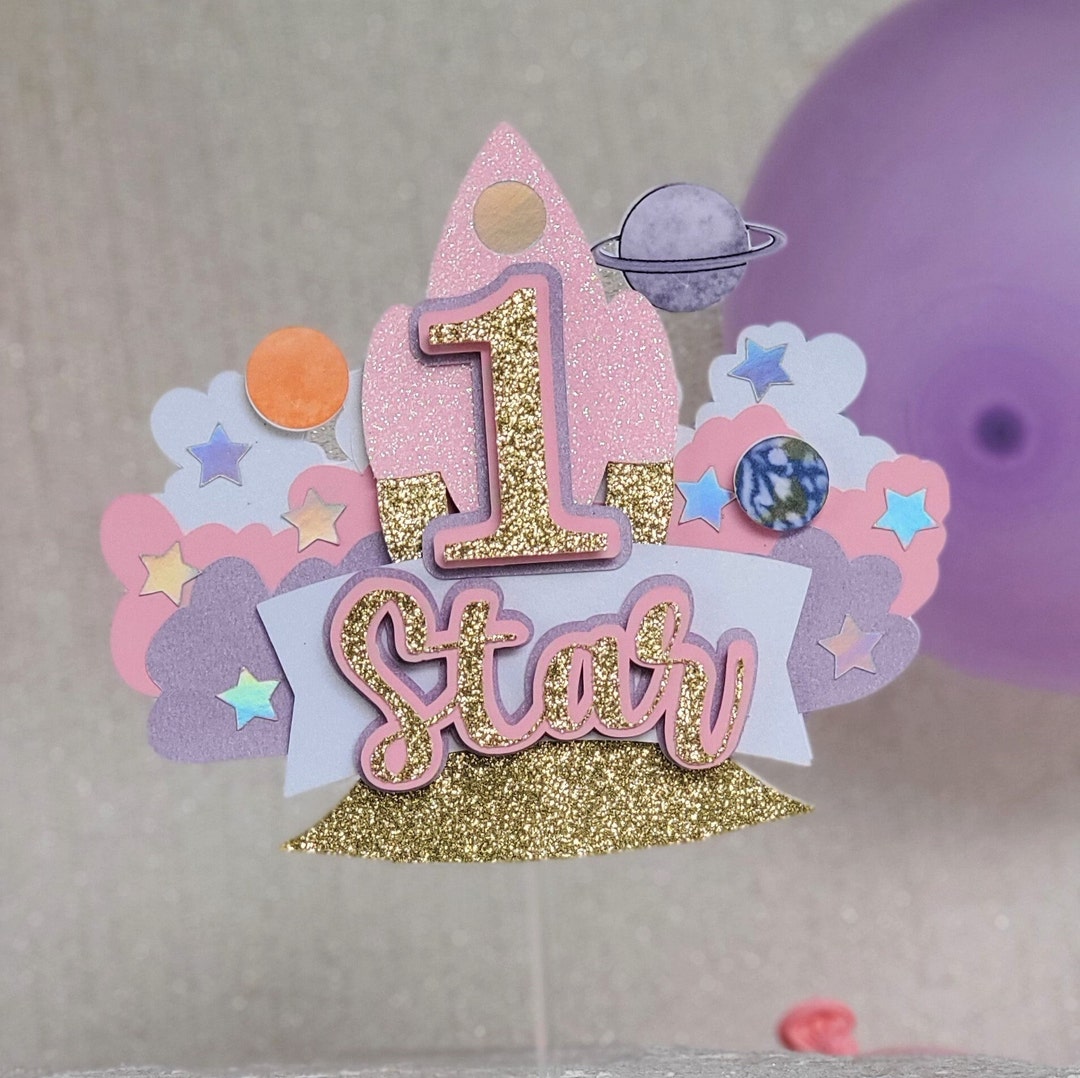 Space Cake Topper - Space Theme Cake Topper, Space Party, Rocket Ship ...