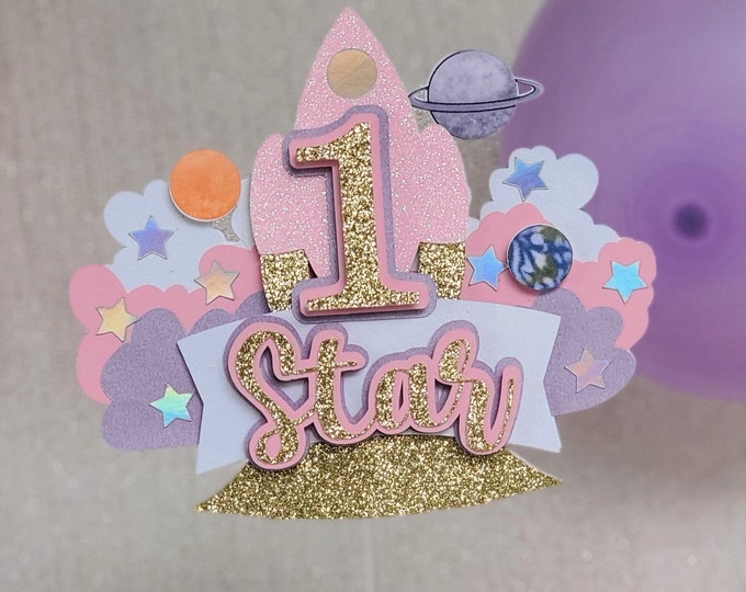 Space Cake Topper Space Theme Cake Topper, Space Party, Rocket Ship ...