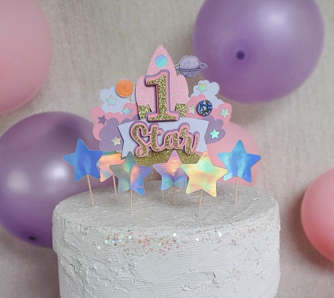 Space Cake Topper Space Theme Cake Topper Space Party - Etsy