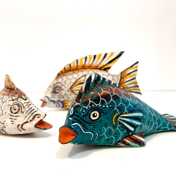 Painted Wood Fish - Etsy