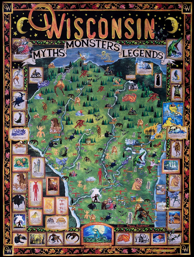 Wisconsin Monsters Myths and Legends Poster - Etsy