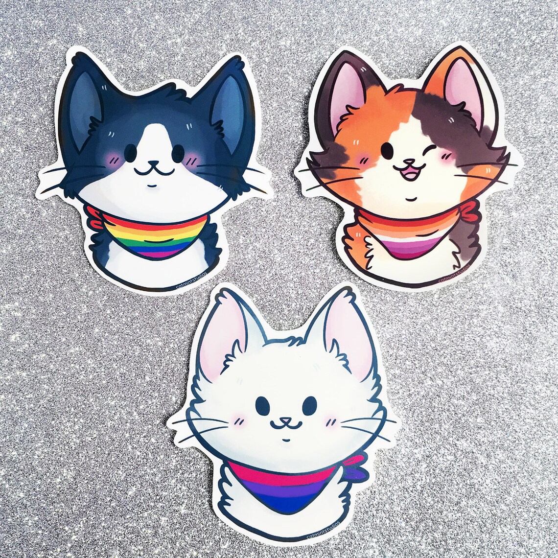Pride Kitties Stickers Lgbt Waterproof Diecut Pride Flag Etsy