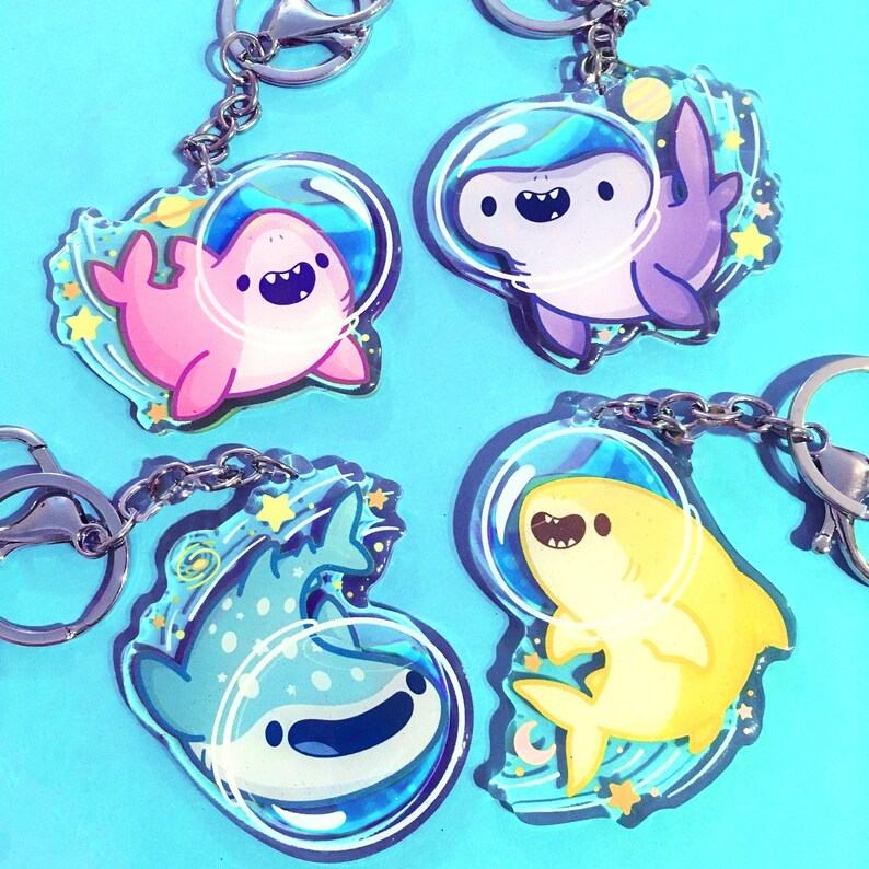 Space Shark Acrylic Keychains 2.5 in Double-sided Sharks | Etsy