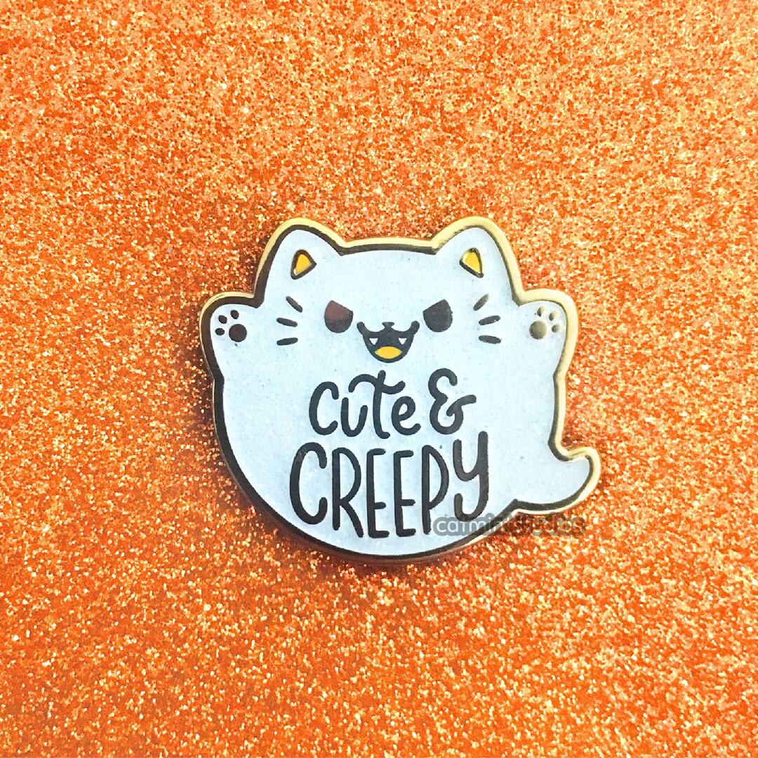 Ghost Kitty Hard Enamel Pin | Cute Creepy Lapel Pin | Halloween Spooky ...