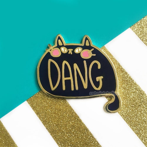 Dang Cat Hard Enamel Pin Fat Black Kitty Lapel Pin Cute - Etsy Canada