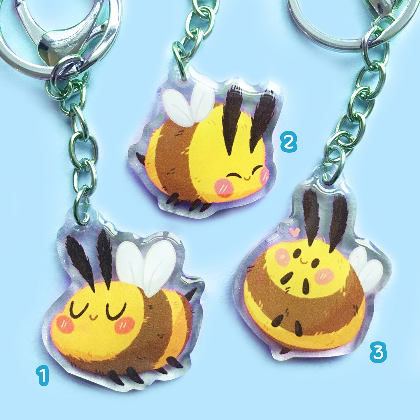 Chubby Bees Acrylic Keychains 1.5 in Double-sided Bumblebee | Etsy