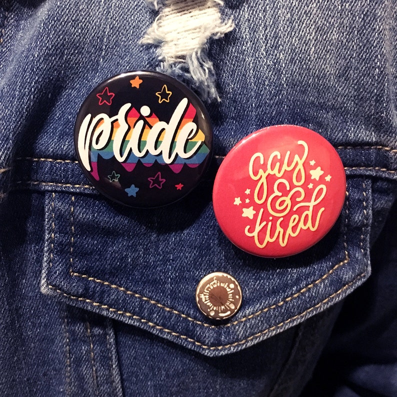 Pride Buttons 1.5 in Pinback Button Set LGBT Cute Hand | Etsy