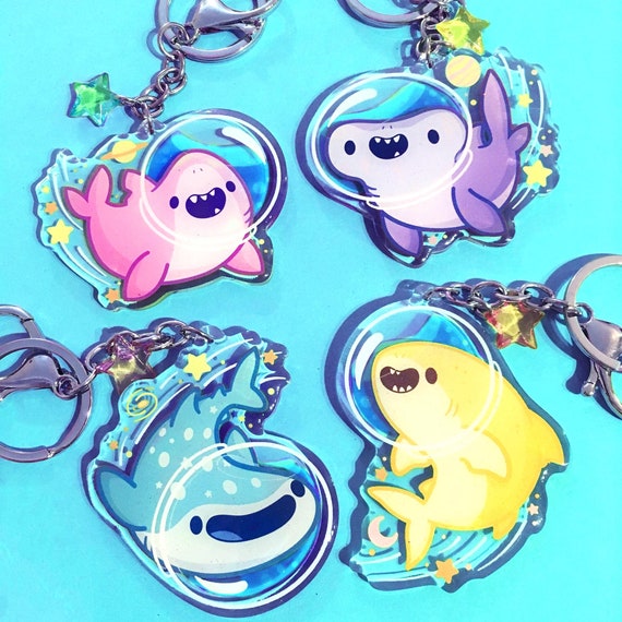 Space Shark Acrylic Keychains 2.5 in Double-Sided Sharks | Etsy