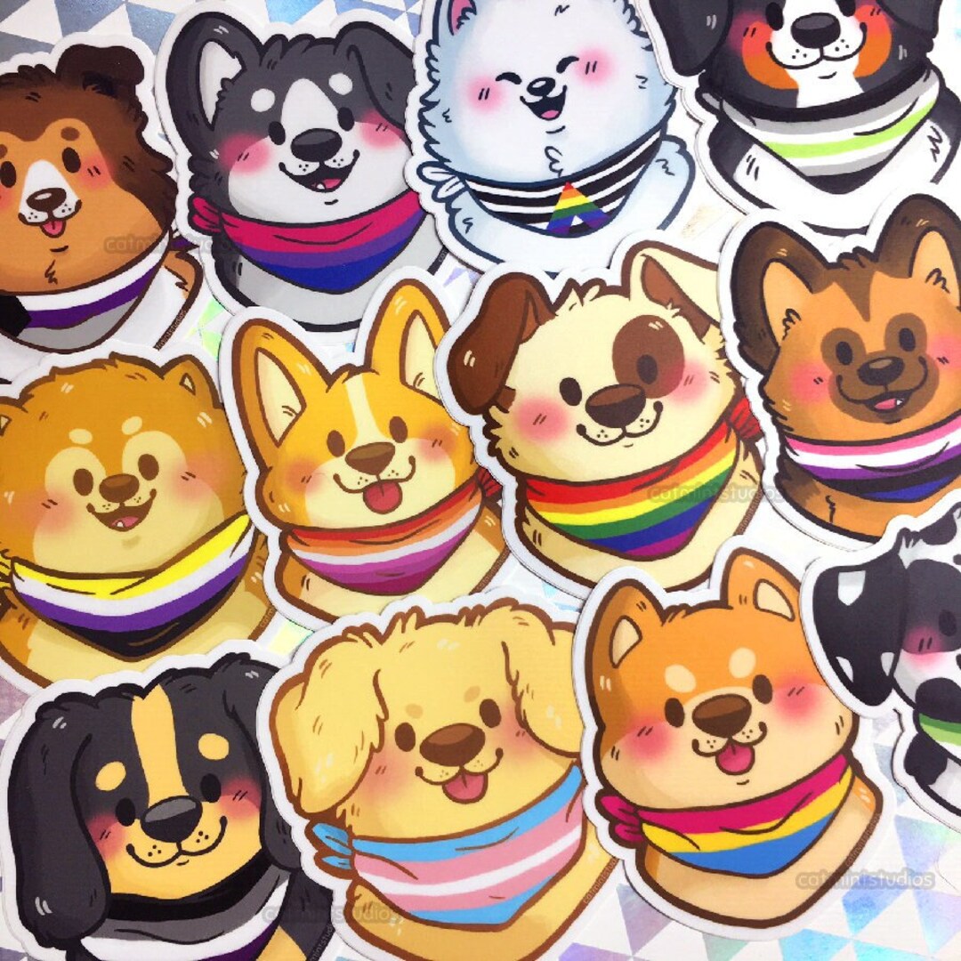 Pride Puppies Vinyl Stickers LGBT Vinyl Pride Flag Diecut Dogs Sticker ...